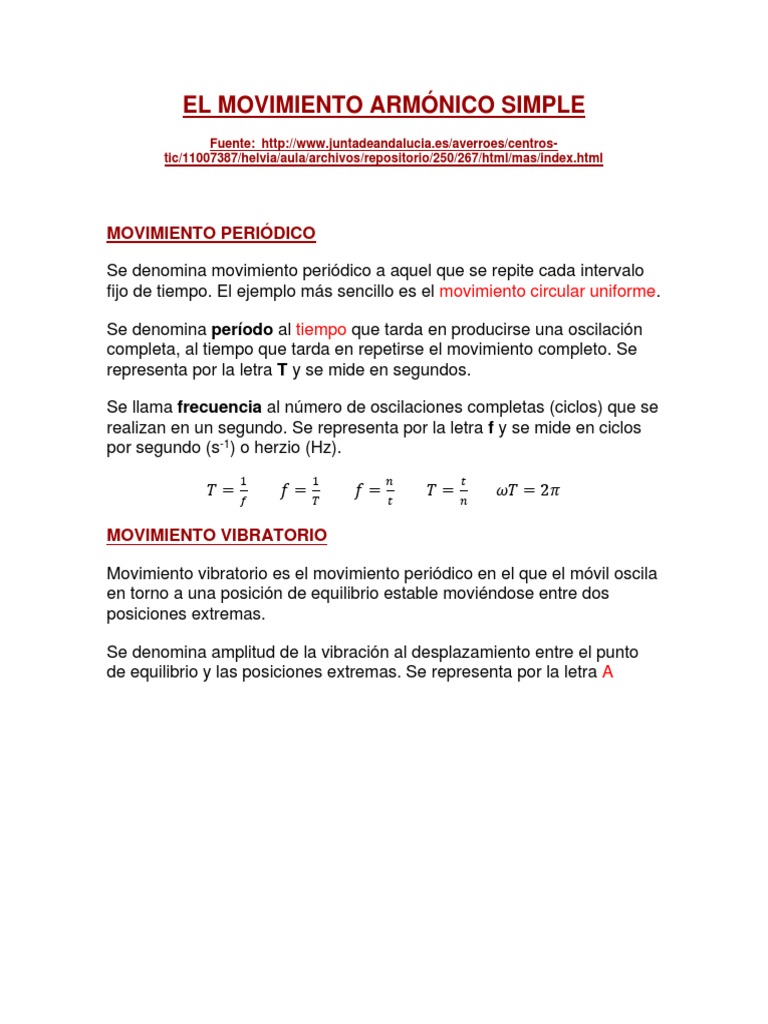 Movimiento Armónico Simple | PDF | Oscilación | Cantidad