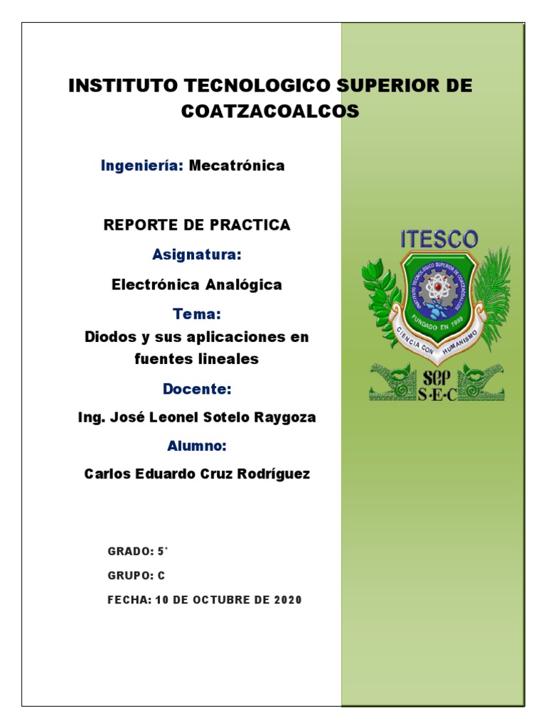 Reporte de Practicas Unidad 2 (Electronica Analogica) | PDF | Fuente de ...