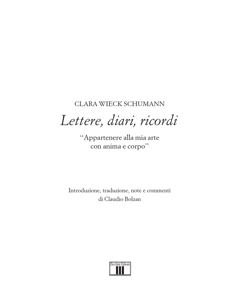 Lettere, Diari, Ricordi: Clara Wieck Schumann | PDF