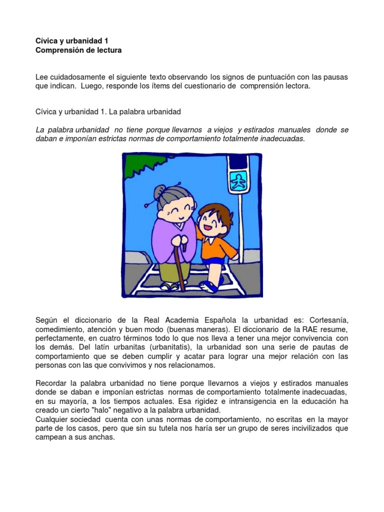 Lecturas Cívica y Urbanidad | PDF | Comprensión lectora | Etiqueta Lecturas Cívica y Urbanidad | PDF | Comprensión lectora | Etiqueta