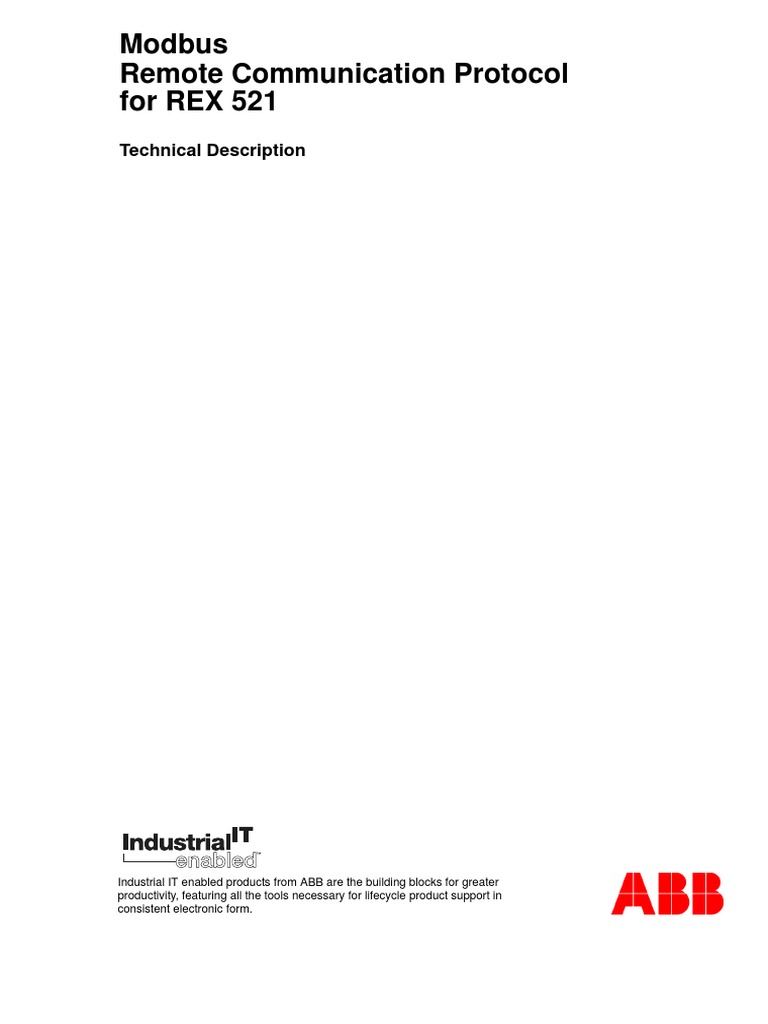 Modbus Remote Communication Protocol For REX 521: Technical Description ... Modbus Remote Communication Protocol For REX 521: Technical Description ...