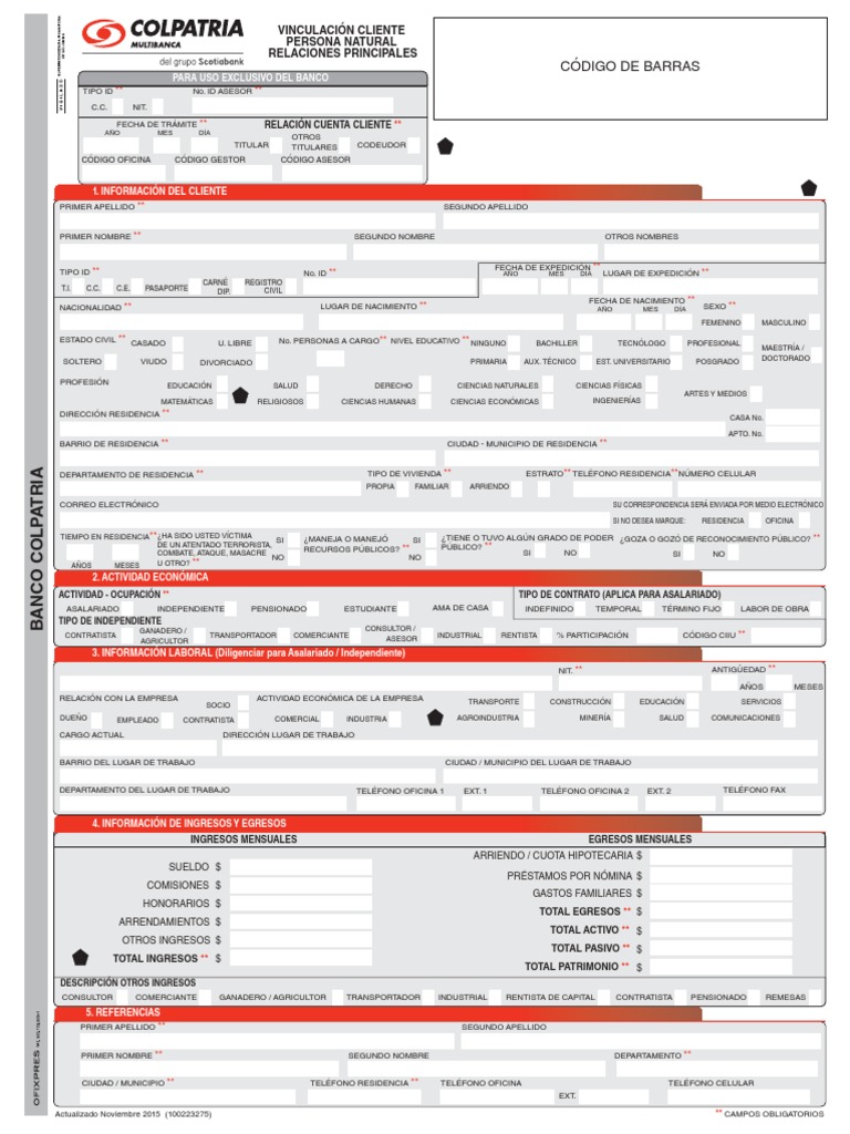 Formato Vinculacion Persona Natural | PDF | Bancos | Teléfonos móviles Formato Vinculacion Persona Natural | PDF | Bancos | Teléfonos móviles