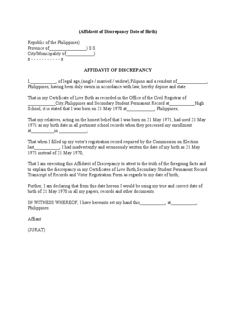 Affidavit of Discrepancy | PDF