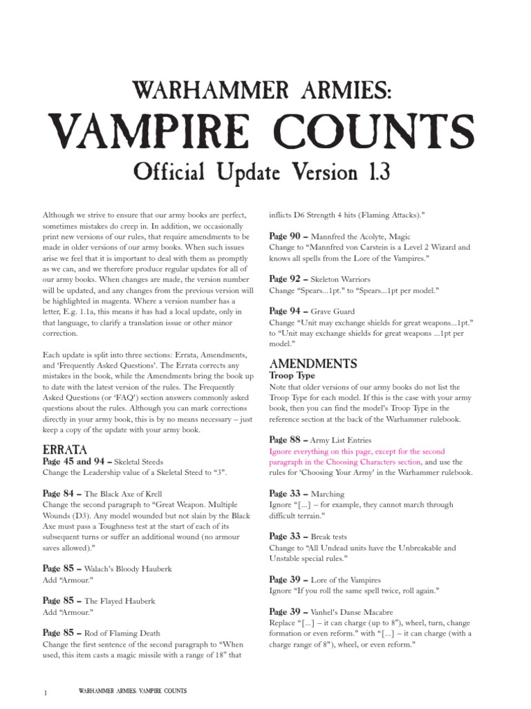 Vampire Counts Overview | PDF