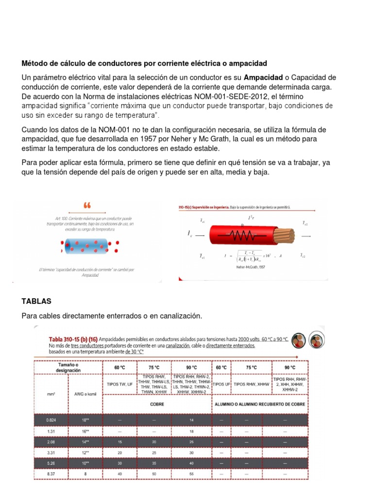 Método de Cálculo de Conductores Por Corriente Eléctrica - Ampacidad PDF | PDF | Tecnología