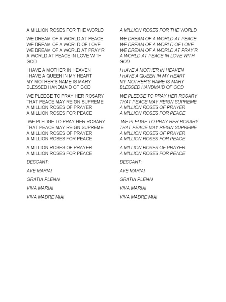 A Million Roses For The World | PDF | Rosary | Western Christianity