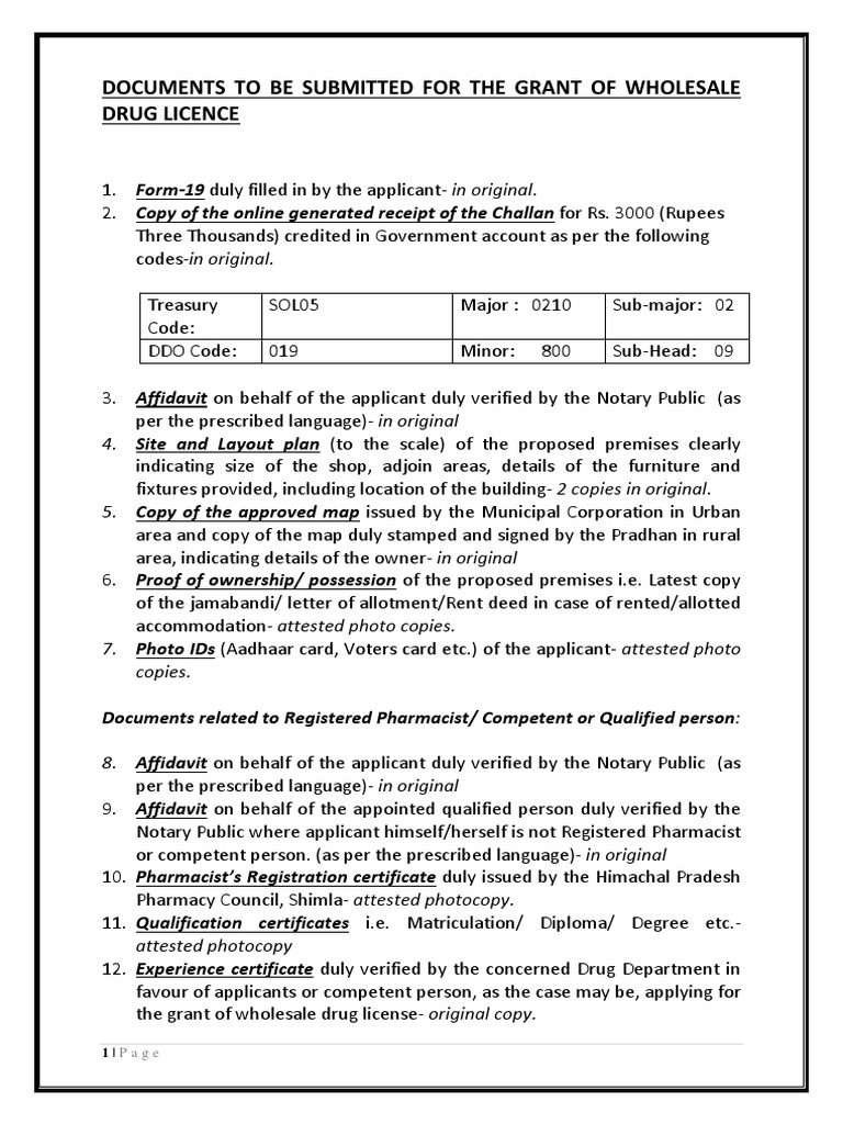 Checklist Grant For Wholesale Drug License PDF | PDF | Pharmacist ...