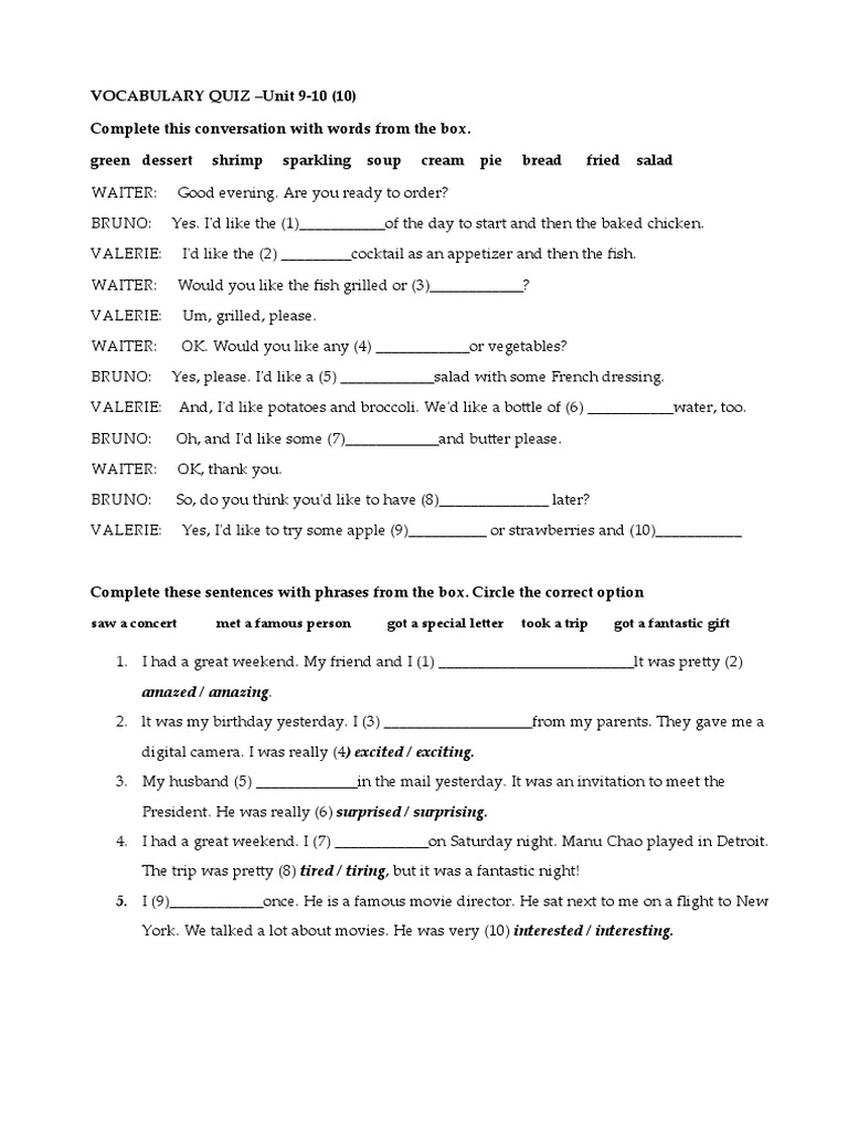 Vocabulary Quiz 1 | PDF