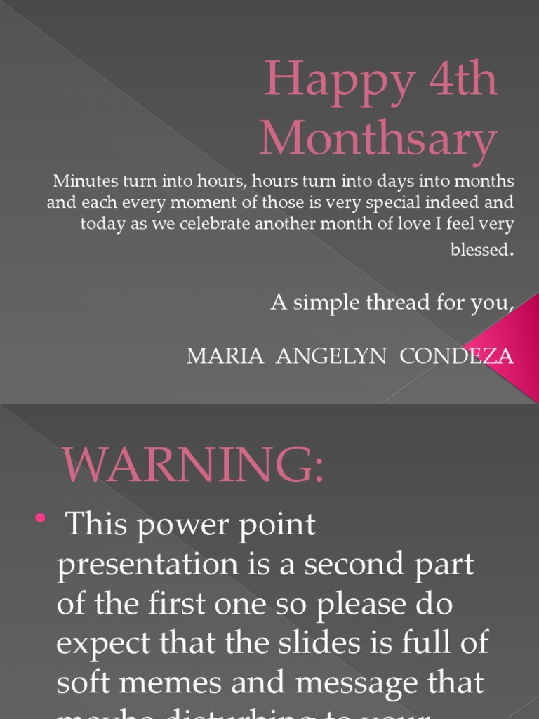 Happy 4th Monthsary: - A Simple Thread For You, Maria Angelyn Condeza ...