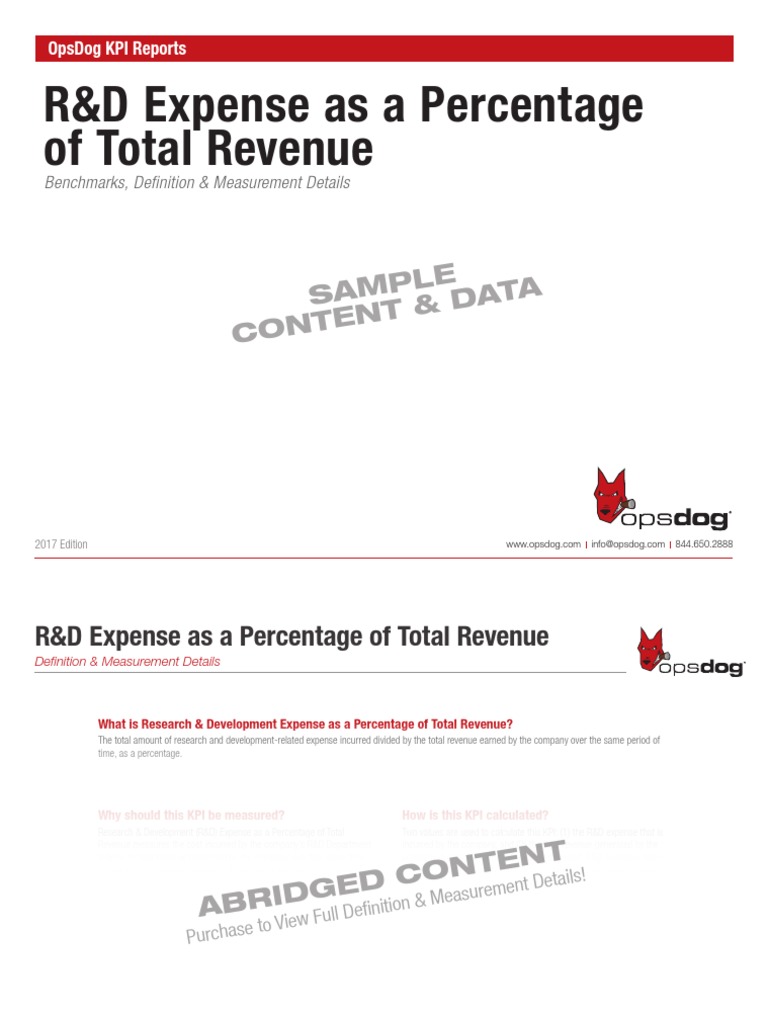 R&D Expense As A Percentage of Total Revenue: Sample Content & Da TA ...