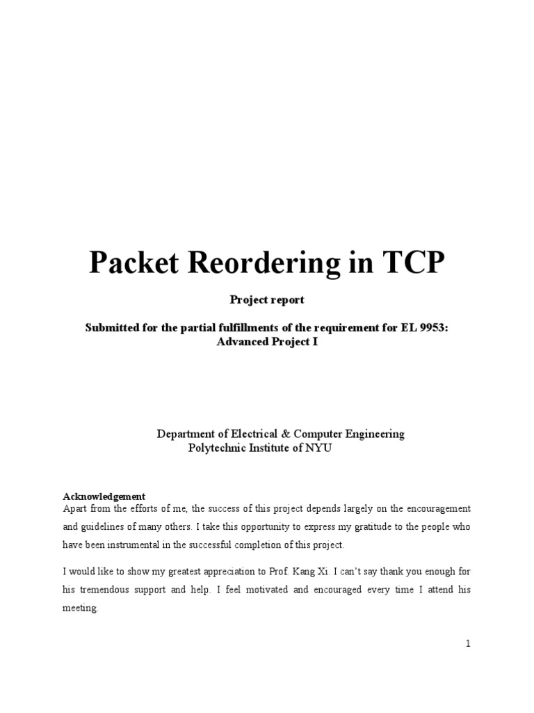Project Report EL 9953 | PDF | Transmission Control Protocol | Networks