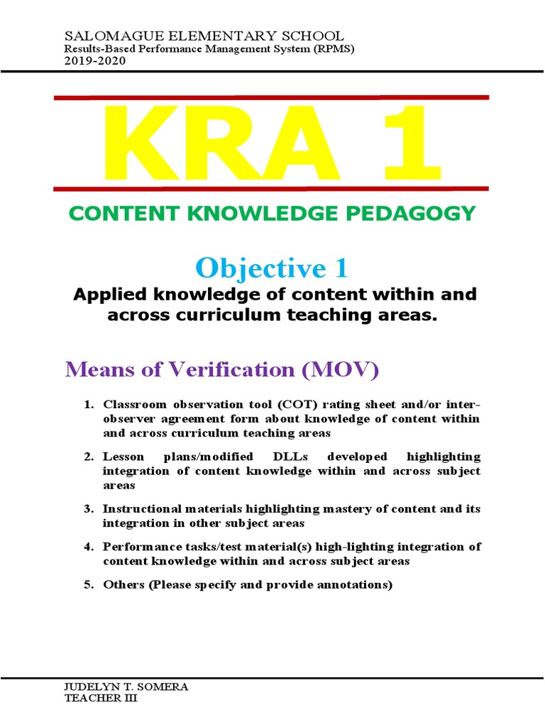 Objective 1: Content Knowledge Pedagogy | PDF | Lesson Plan ...