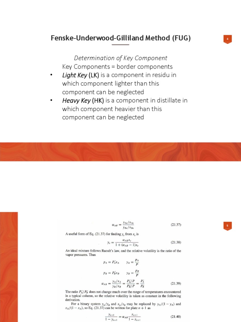 Fenske-Underwood-Gilliland Method (FUG) | PDF