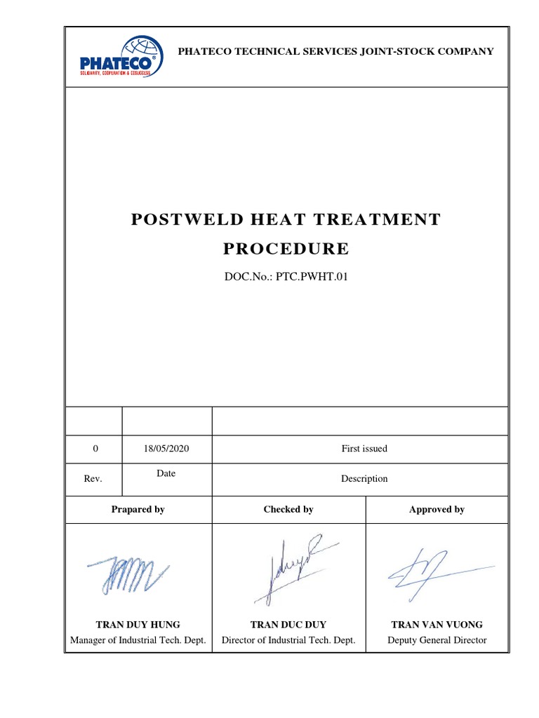 PWHT Procedure | PDF | Thermocouple | Heat Treating