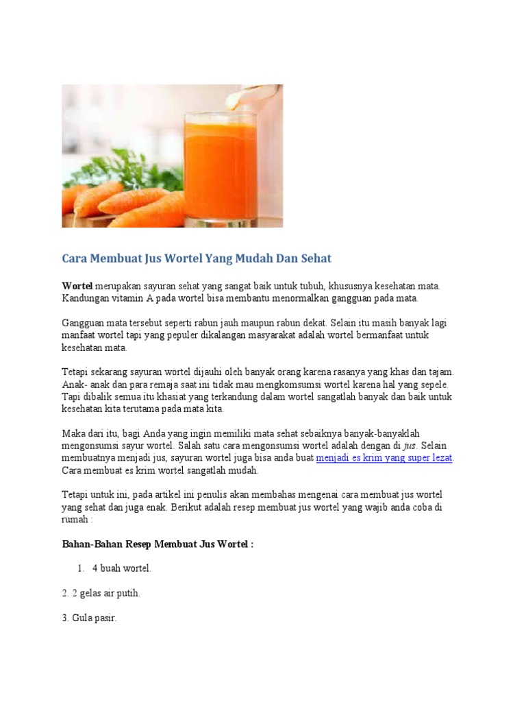 Cara Membuat Jus Sayuran Mudah Dan Sederhana | PDF