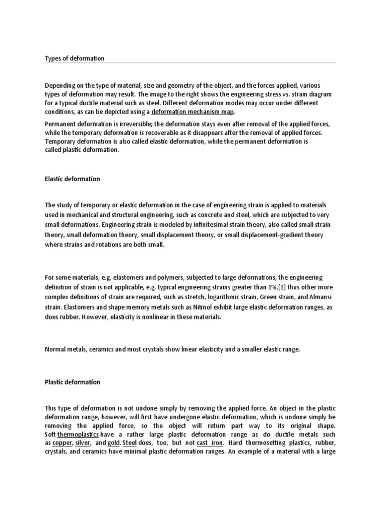 Types of Deformation | PDF | Deformation (Engineering) | Mechanics