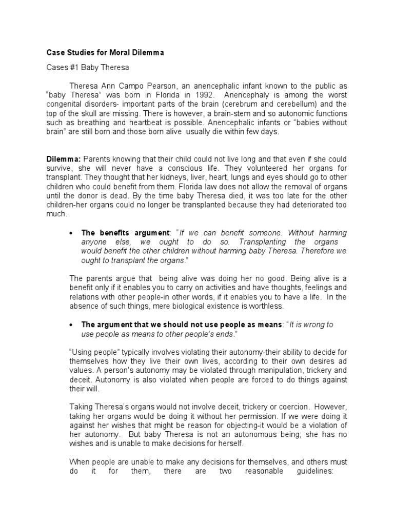 Case Studies For Moral Dilemma | PDF