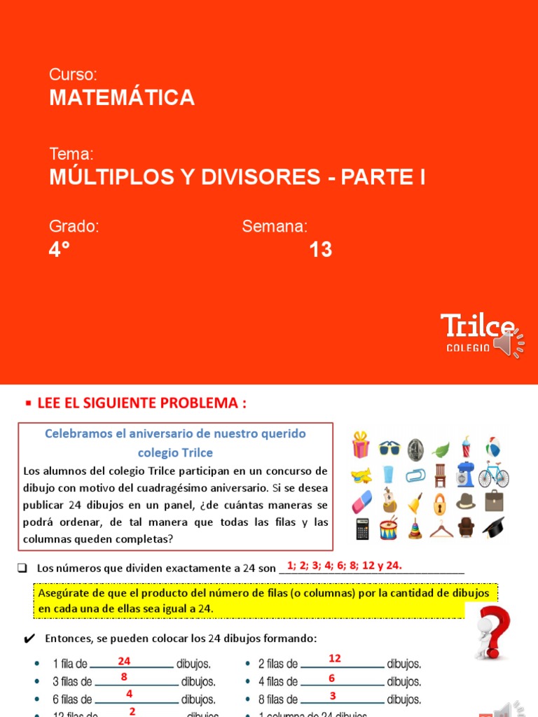 4° - Matemática - Múltiplos y Divisores I | PDF | División (Matemáticas ...