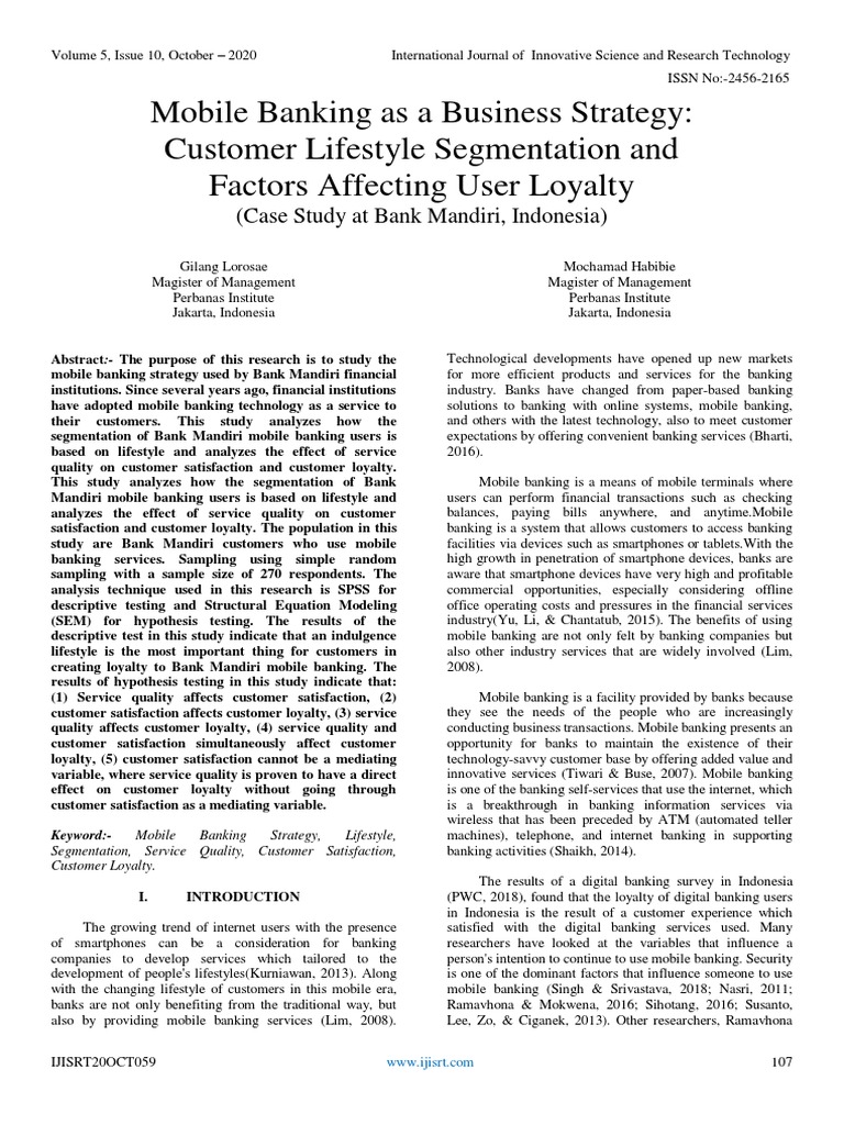 Mobile Banking As A Business Strategy Customer Lifestyle Segmentation
