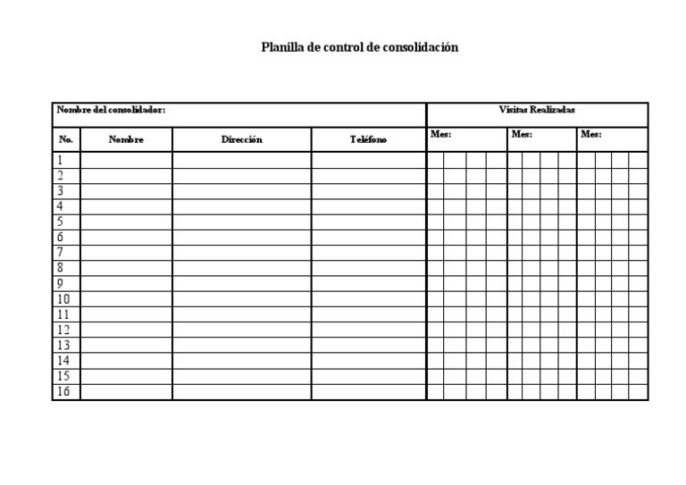 Planilla de Control de Consolidación | PDF