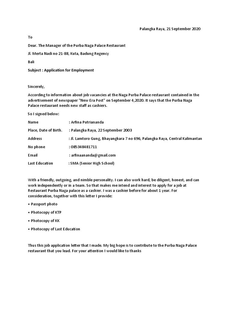 Subject: Application For Employment | PDF