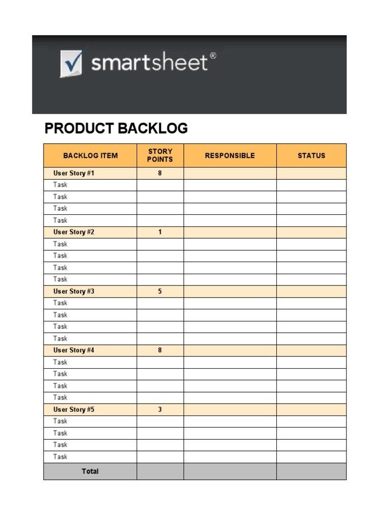 Product Backlog: Backlog Item Responsible Status Story Points | PDF