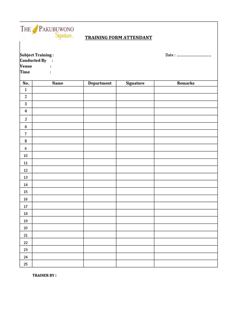 Training Form Attendant: Date | PDF