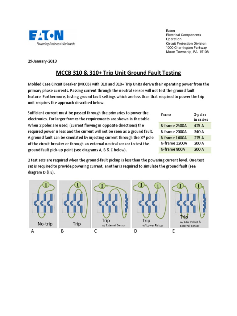 Eaton 310 Trip Unit Ground Fault Testing PDF | PDF