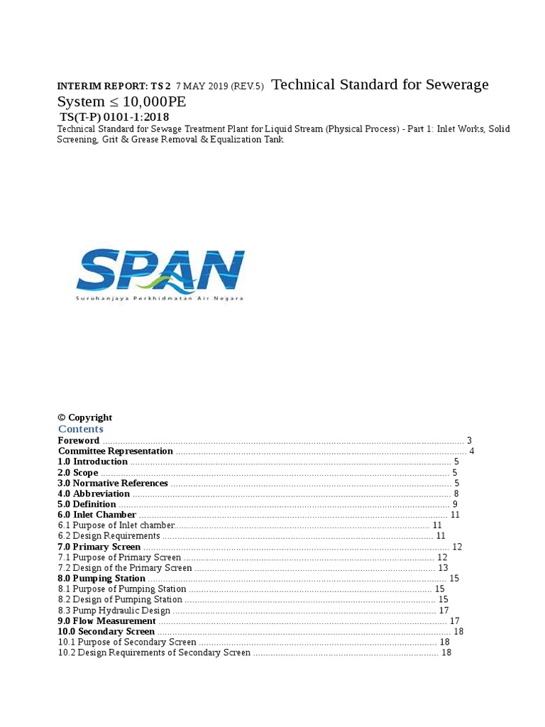 Technical Standard For Sewage Treatment Plant For Liquid Stream | PDF ...
