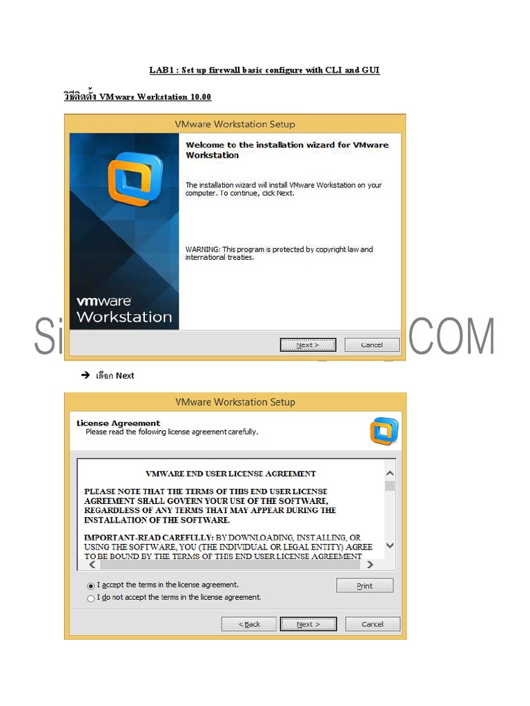 Lab 1 ว ธ ต ดต ง Vmware Workstation 10 และ Vm Fortinet Pdf Pdf