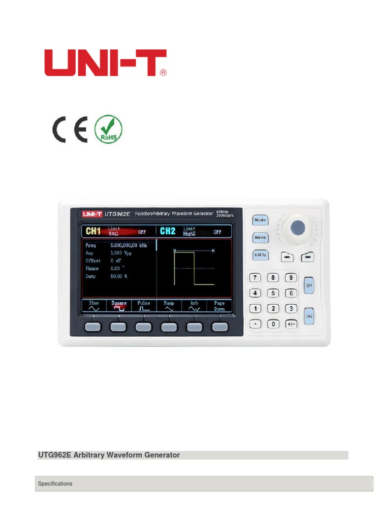 Arbitrary Waveform Generator UNI-T UTG962E Datasheet | PDF
