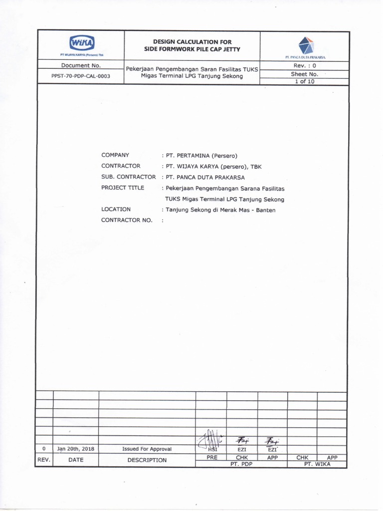 Ppst-70-Pdp-Cal-0003 - Cal. For Side Formwork Pile Cap Jetty | PDF