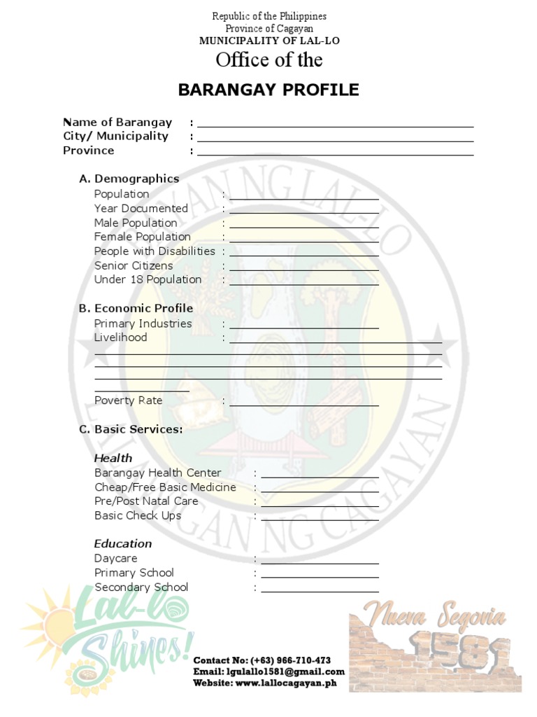 Office of The Mayor: Barangay Profile | PDF | Philippines | Policy
