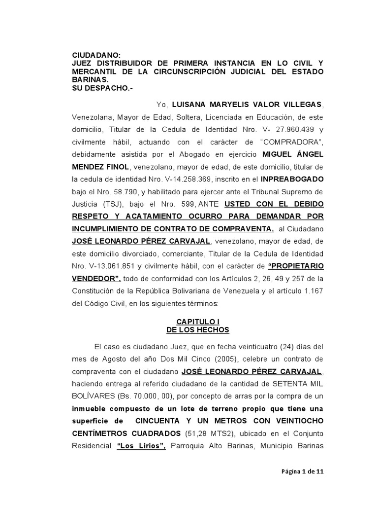 Libelo de Demanda | PDF | Venezuela | Derecho privado