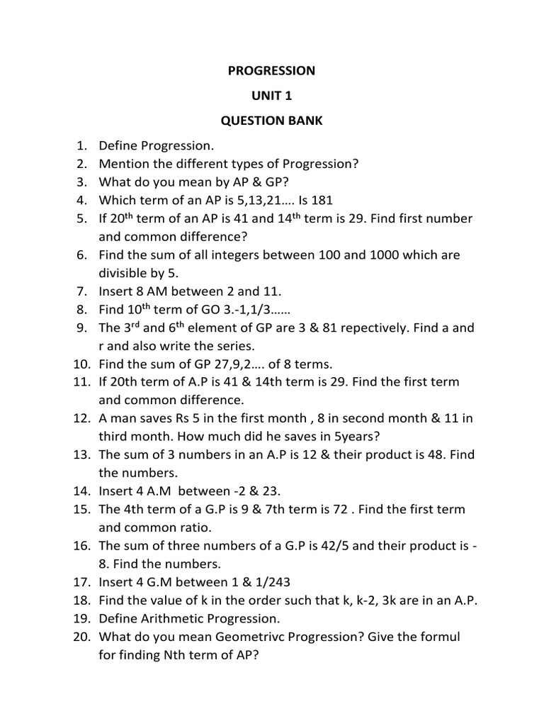 Business Mathematics Unit 1 QB | PDF