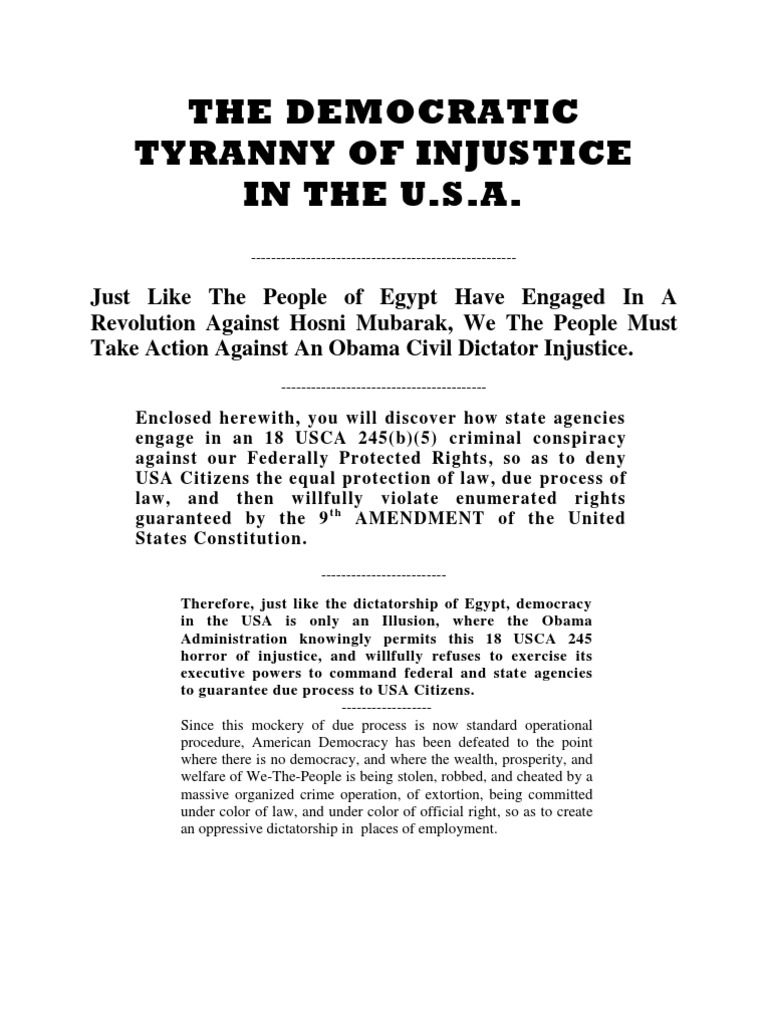THE DEMOCRATIC TYRANNY IN AMERICA | Summary Judgment | Equal Employment ...
