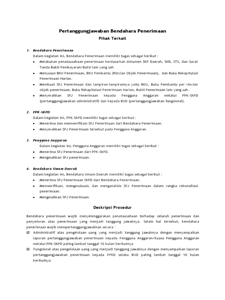 SOP Bendahara Penerimaan RSUD Prov. NTB | PDF