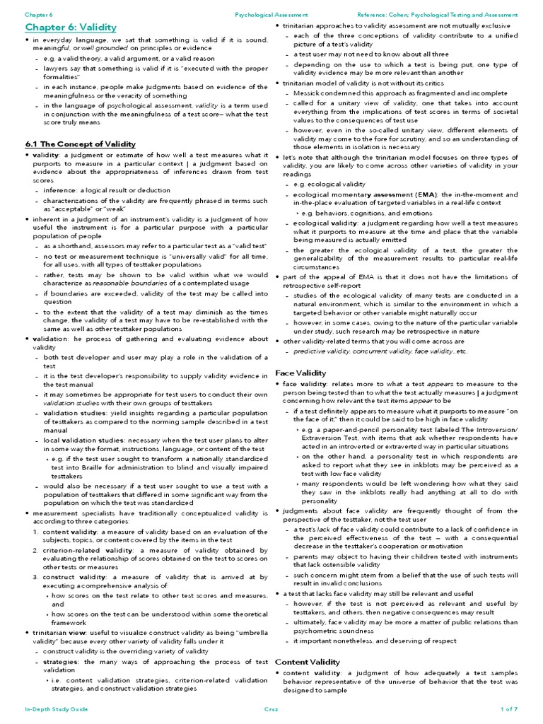 Psychological Assessment Chapter 6 - Validity PDF | PDF | Validity (Statistics) | Correlation ...