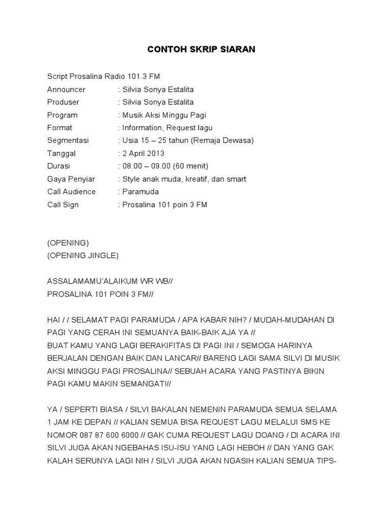 Skrip Siaran Radio untuk Remaja | PDF