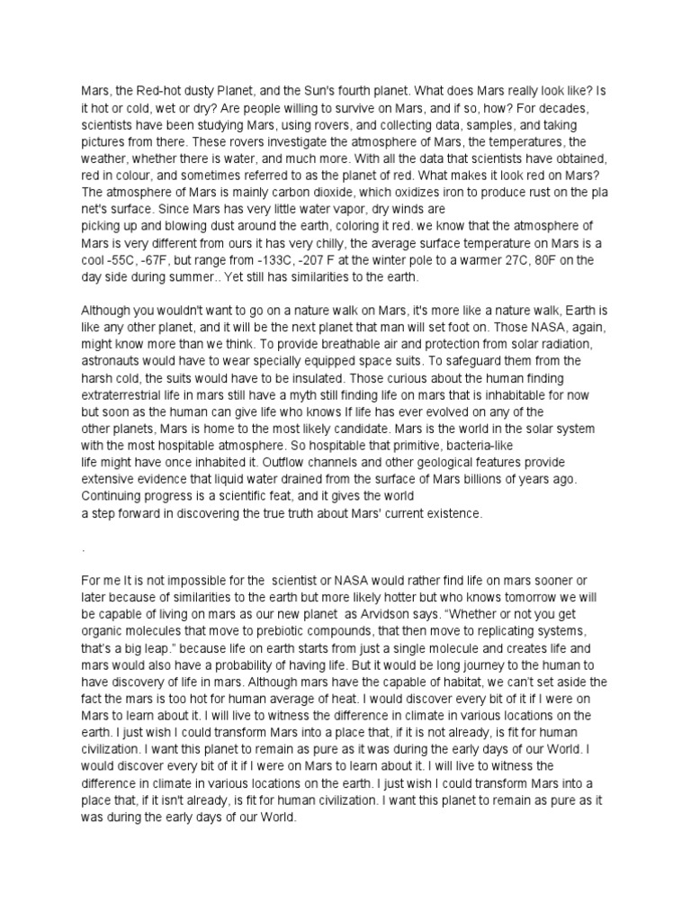 MARS | PDF | Mars | Life On Mars