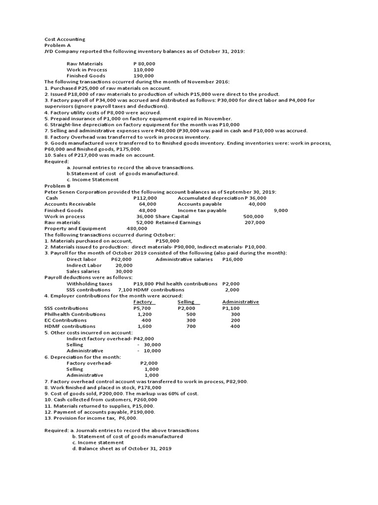 Journal Problems | PDF | Cost Of Goods Sold | Inventory