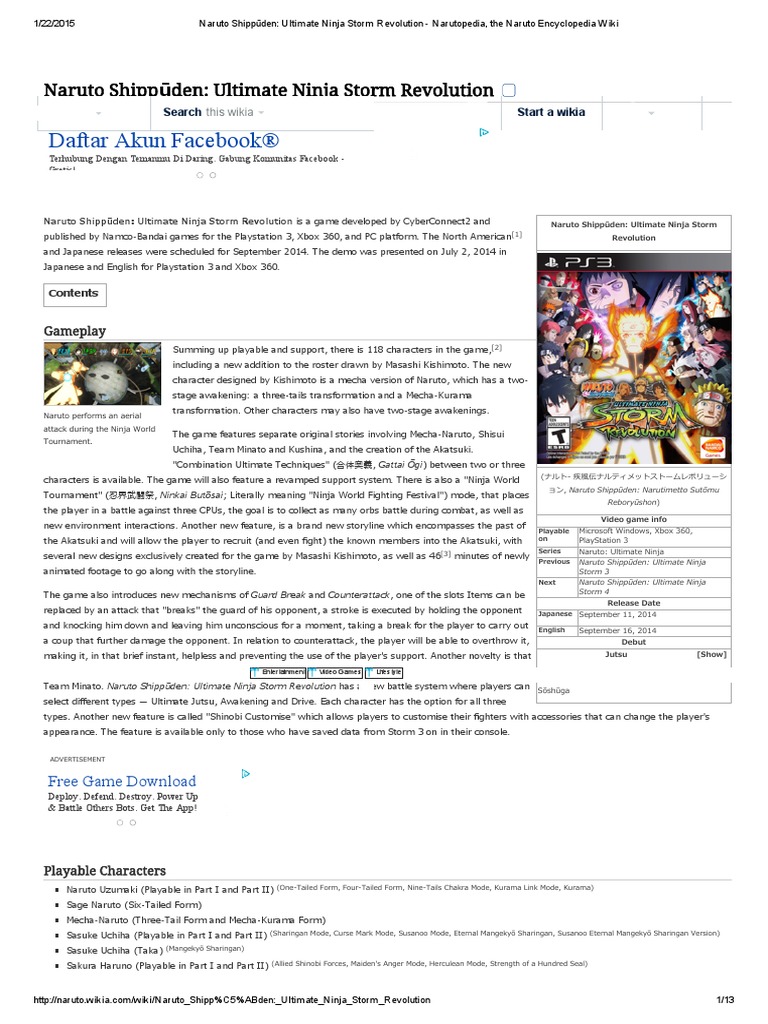 Naruto Shippūden - Ultimate Ninja Storm Revolution - Narutopedia, The Naruto Encyclopedia Wiki ...