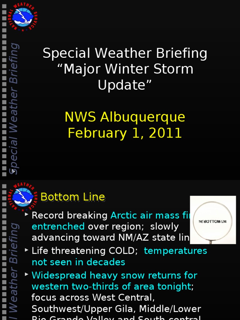 Special Weather Briefing "Major Winter Storm Update" | PDF | Weather | Snow