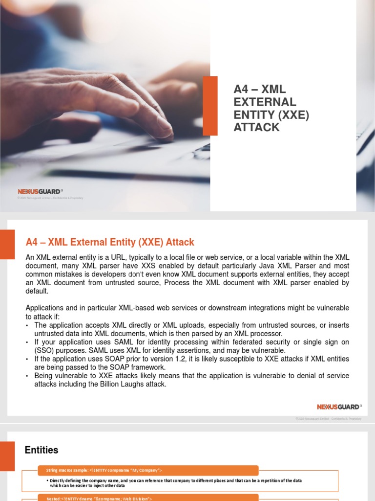 A4 - XML External Entity (Xxe) Attack: © 2020 Nexusguard Limited - Confidential & Proprietary ...
