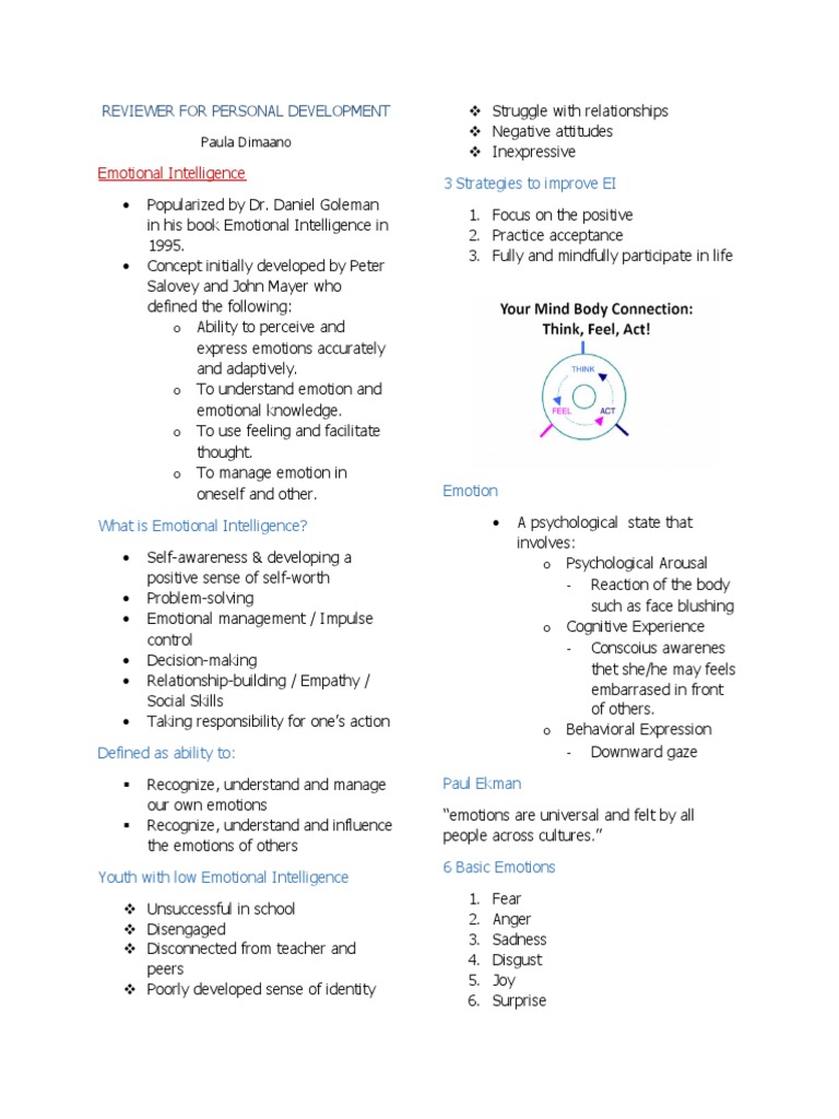 Emotional Intelligence: 3 Strategies To Improve EI | PDF | Attachment ...