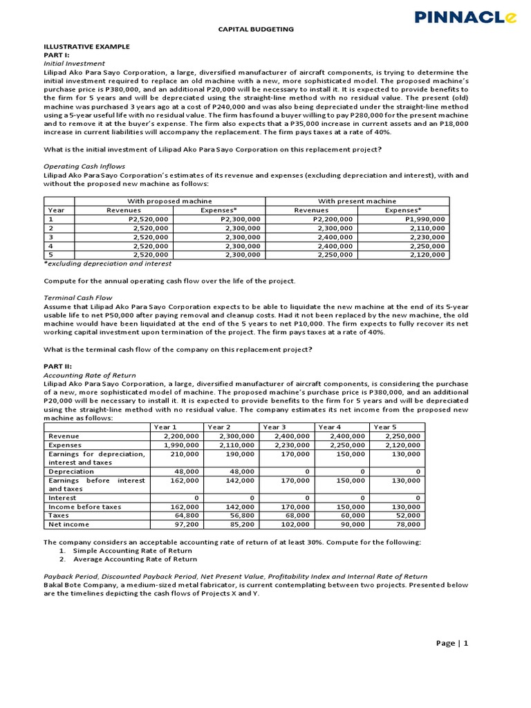 MAS Part II Illustrative Examples (Capital Budgeting) | PDF ...