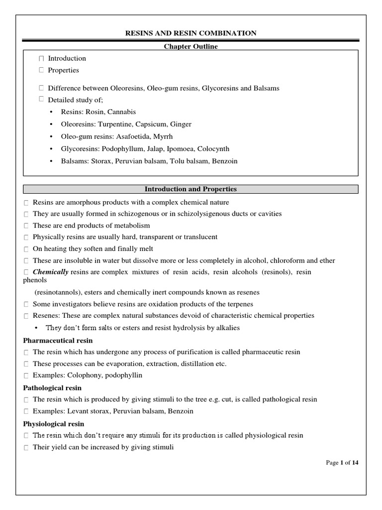 Resins and Resin Combination | PDF | Resin | Chemicals