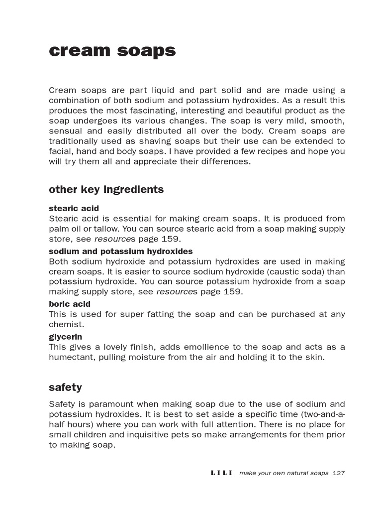 Cream Soaps: Other Key Ingredients | PDF | Soap | Sodium Hydroxide