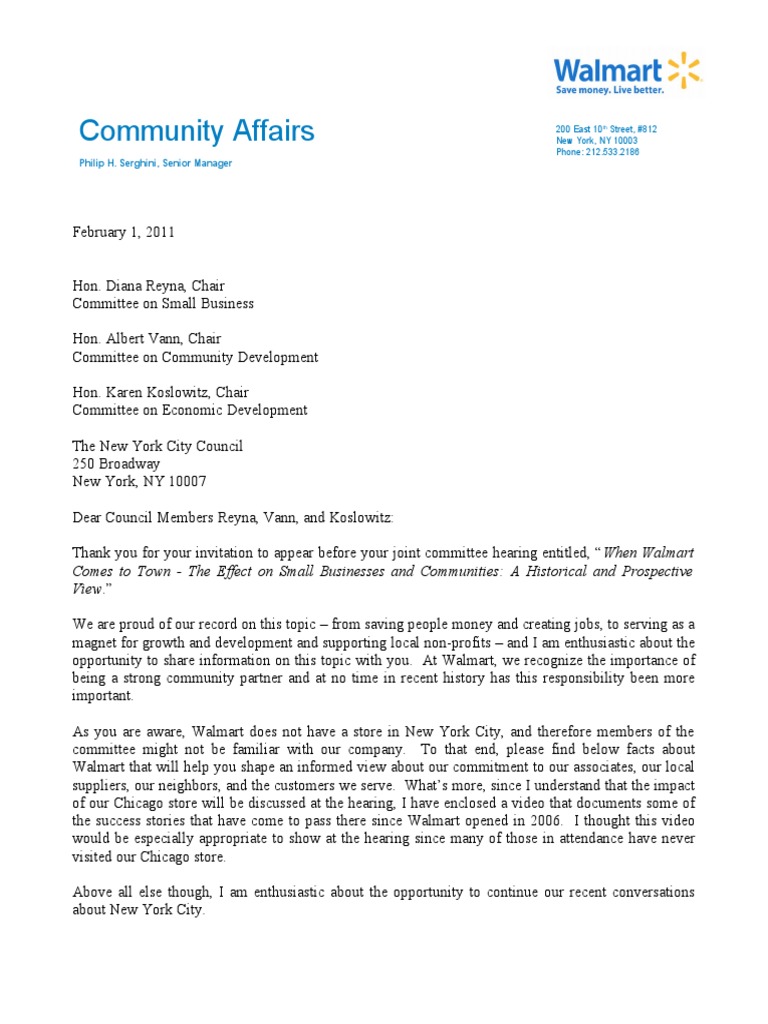 Final City Council Letter | PDF | Walmart | Foods