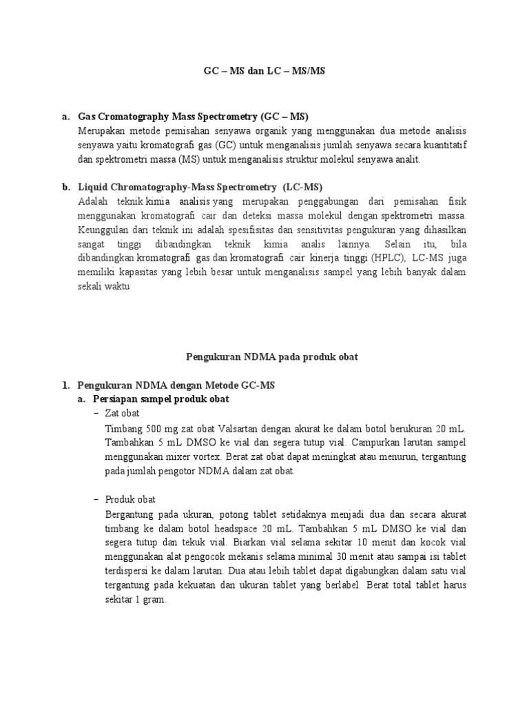 Metode Analisis NDMA | PDF